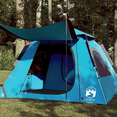Berkfield Camping Tent Dome 4-Person Blue Quick Release