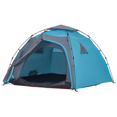 Berkfield Camping Tent Dome 4-Person Blue Quick Release