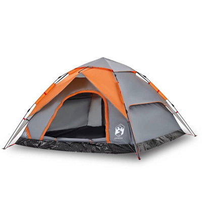 Berkfield Camping Tent Dome 5-Person Grey and Orange Quick Release