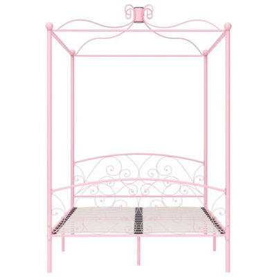 Berkfield Canopy Bed Frame Pink Metal 120x200 cm