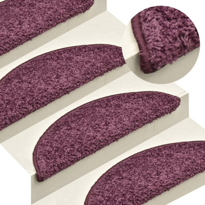 Berkfield Carpet Stair Treads 15 pcs Dark Purple 65x21x4 cm