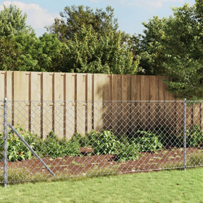 Berkfield Chain Link Fence with Flange Silver 1x25 m