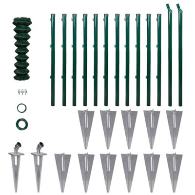 Berkfield Chain Link Fence with Posts Spike Steel 1,25x25 m