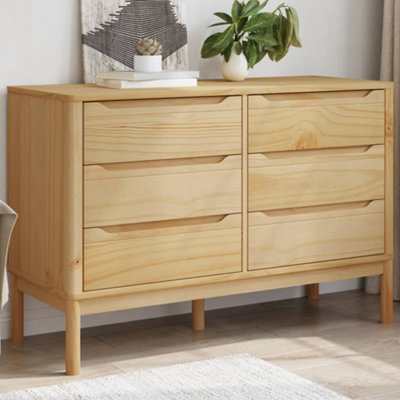 Berkfield Chest of Drawers FLORO Wax Brown Solid Wood Pine