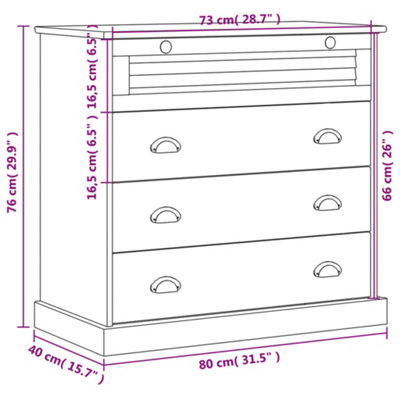 Berkfield Chest of Drawers VIGO 80x40x76 cm Solid Wood Pine