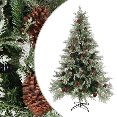 Berkfield Christmas Tree with Pine Cones Green and White 120 cm PVC&PE ...