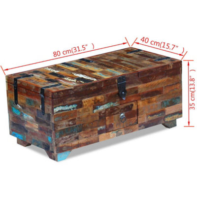 Berkfield Coffee Table Box Chest Solid Reclaimed Wood 80x40x35 cm