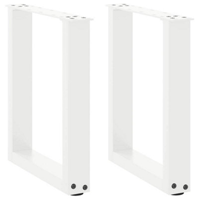 Berkfield Coffee Table Legs U-Shaped 2 pcs White 28x(42-43) cm Steel