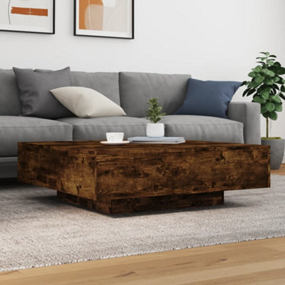 Berkfield Coffee Table Smoked Oak 100x100x31 cm Engineered Wood