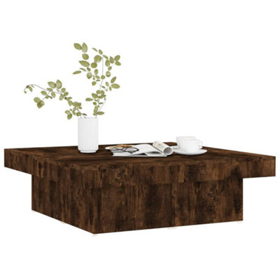 Berkfield Coffee Table Smoked Oak 90x90x28 cm Engineered Wood