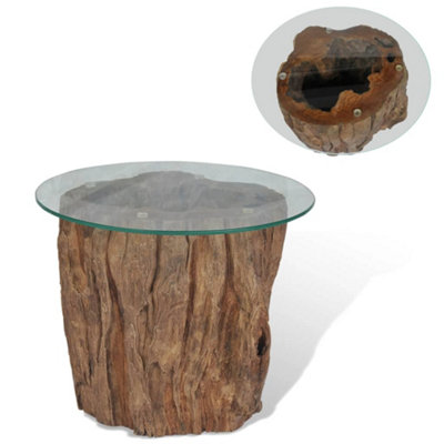 Berkfield Coffee Table Teak Glass 50x40 cm