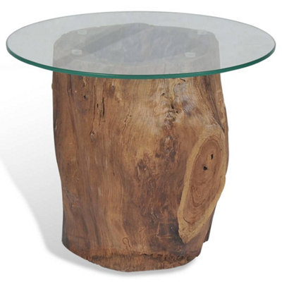 Berkfield Coffee Table Teak Glass 50x40 cm