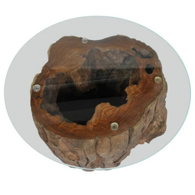 Berkfield Coffee Table Teak Glass 50x40 cm