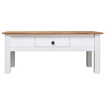 Berkfield Coffee Table White 100x60x45 cm Solid Pine Wood Panama Range