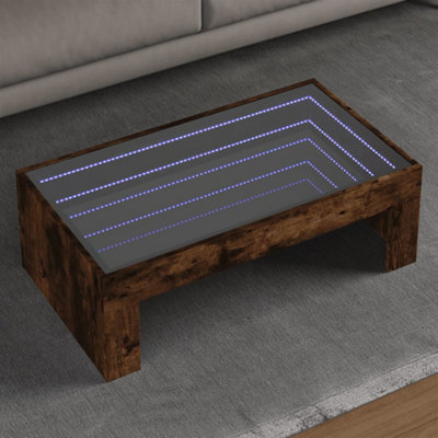 Berkfield Coffee Table with Infinity LED Smoked Oak 90x50x30 cm