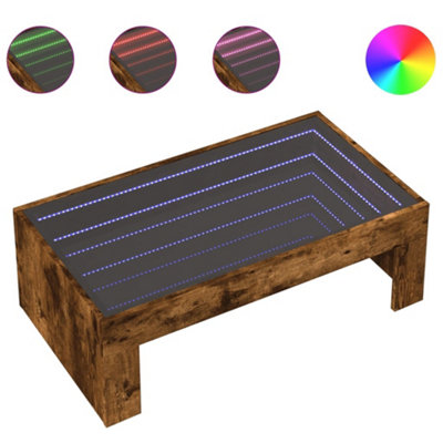 Berkfield Coffee Table with Infinity LED Smoked Oak 90x50x30 cm