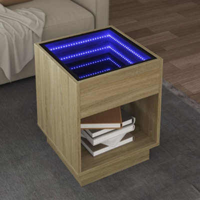 Berkfield Coffee Table with Infinity LED Sonoma Oak 40x40x50 cm