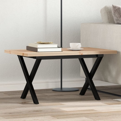 Berkfield Coffee Table X-Frame 80x50x40.5 cm Solid Wood Pine and Steel