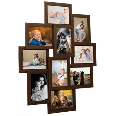 Berkfield Collage Photo Frame for 10x(13x18 cm) Picture Dark Brown MDF