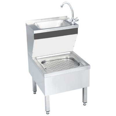 Berkfield Commercial Hand Wash Sink with Faucet Freestanding Stainless ...