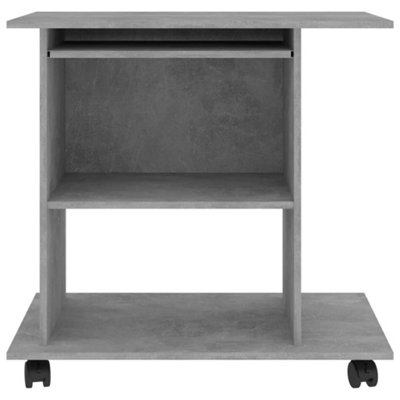 Berkfield Computer Desk Concrete Grey 80x50x75 cm Engineered Wood