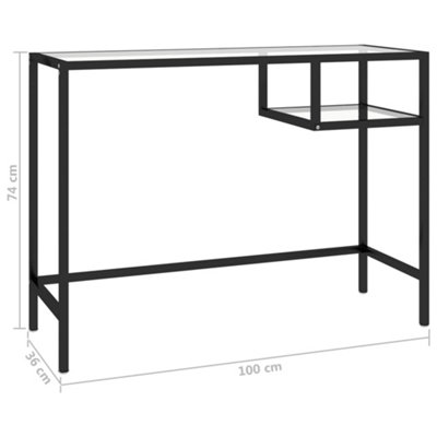 Berkfield Computer Desk Transparent 100x36x74 cm Glass
