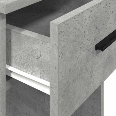 Berkfield Computer Tower Stand with Drawer Concrete Grey 35x45x77 cm