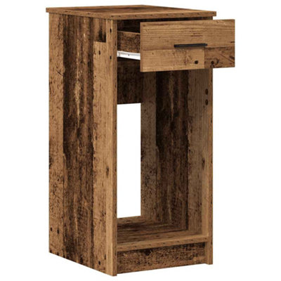Berkfield Computer Tower Stand with Drawer Old Wood 35x45x77 cm