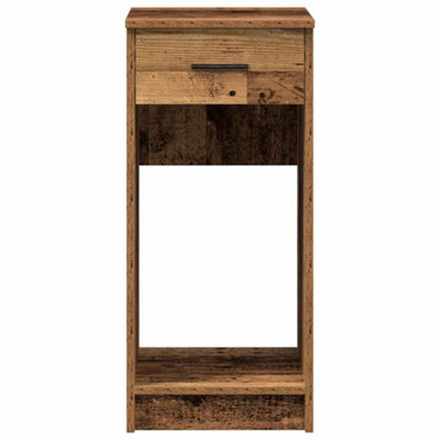 Berkfield Computer Tower Stand with Drawer Old Wood 35x45x77 cm