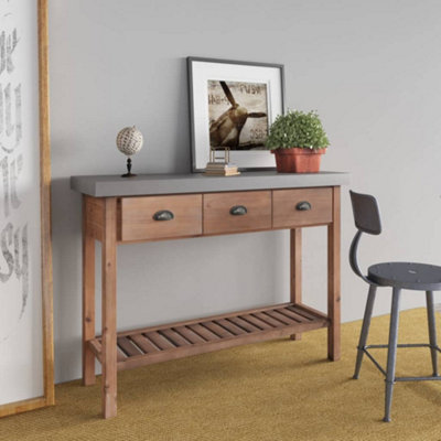 Berkfield Console Table 110x35x80 cm Solid Wood Fir | DIY at B&Q