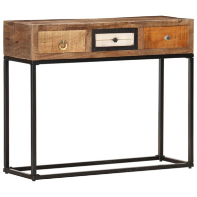 Berkfield Console Table Gold 90x30x75 cm Solid Reclaimed Wood