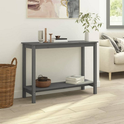 Berkfield Console Table Grey 110x40x80 cm Solid Wood Pine