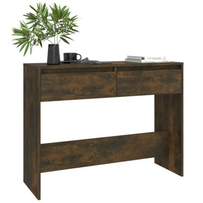 Berkfield Console Table Smoked Oak 100x35x76.5 cm Engineered Wood | DIY ...