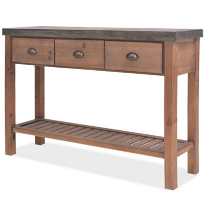 Berkfield Console Table Solid Fir Wood 122x35x80 cm | DIY at B&Q