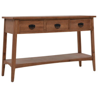Berkfield Console Table Solid Fir Wood 126x40x77.5 cm Brown | DIY at B&Q