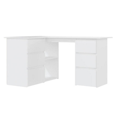 Berkfield Corner Desk White 145x100x76 cm Engineered Wood