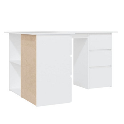 Berkfield Corner Desk White 145x100x76 cm Engineered Wood