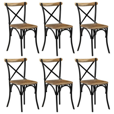 Berkfield Cross Chairs 6 pcs Black Solid Mango Wood