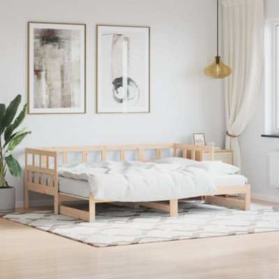 Berkfield Daybed with Trundle 90x200 cm Solid Wood Pine