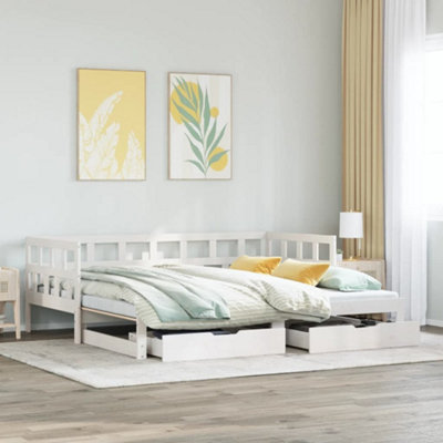 Berkfield Daybed with Trundle and Drawers without Mattress White 80x200 cm