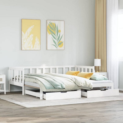 Berkfield Daybed with Trundle and Drawers without Mattress White 80x200 cm