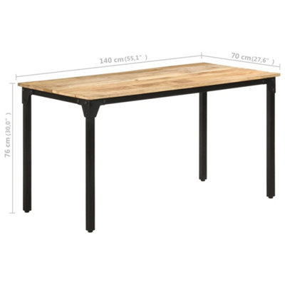 Berkfield Dining Table 140x70x76 cm Rough Mango Wood