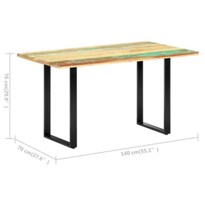 Berkfield Dining Table 140x70x76 cm Solid Reclaimed Wood