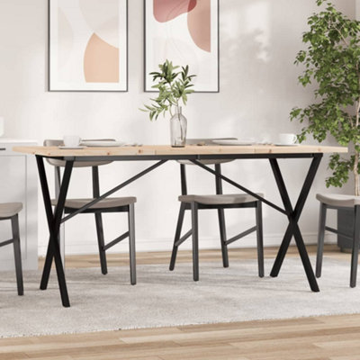 Berkfield Dining Table X-Frame 160x80x75.5 cm Solid Wood Pine and Steel