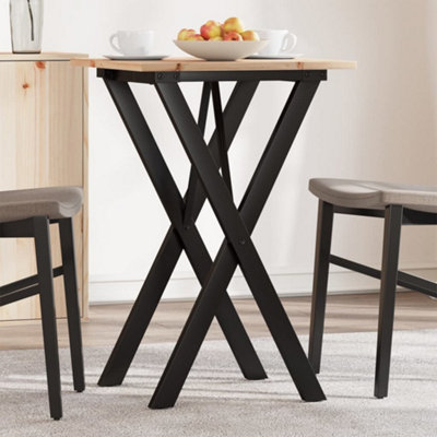 Berkfield Dining Table X-Frame 50x50x75 cm Solid Wood Pine and Steel