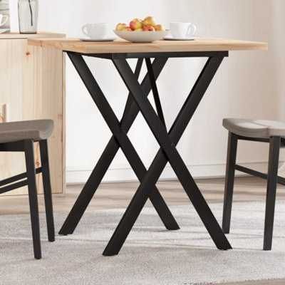 Berkfield Dining Table X-Frame 70x70x75.5 cm Solid Wood Pine and Steel