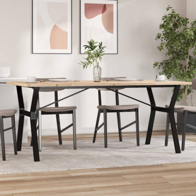 Berkfield Dining Table Y-Frame 180x90x75.5 cm Solid Wood Pine and Steel