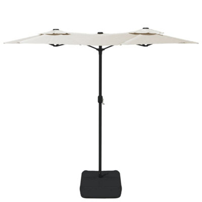 Berkfield Double-Head Garden Parasol Sand White 316x240 cm