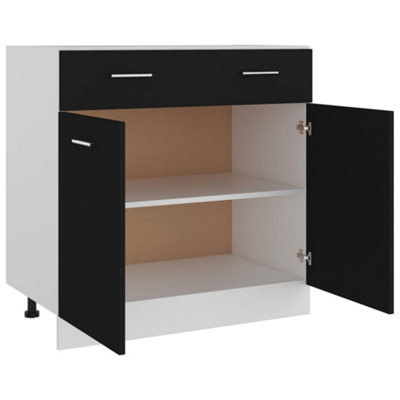 Berkfield Drawer Bottom Cabinet Black 80x46x81.5 cm Engineered Wood