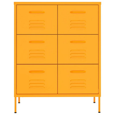 Berkfield Drawer Cabinet Mustard Yellow 80x35x101.5 cm Steel